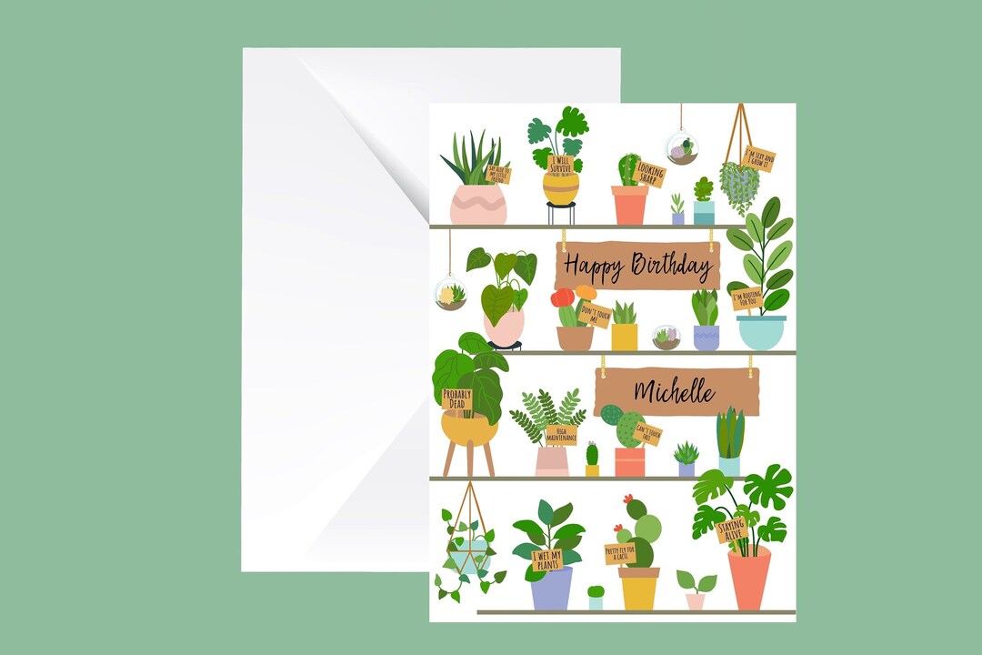 Plant Birthday Card | Plant Lover Card | Personalised Card | Gardening ...