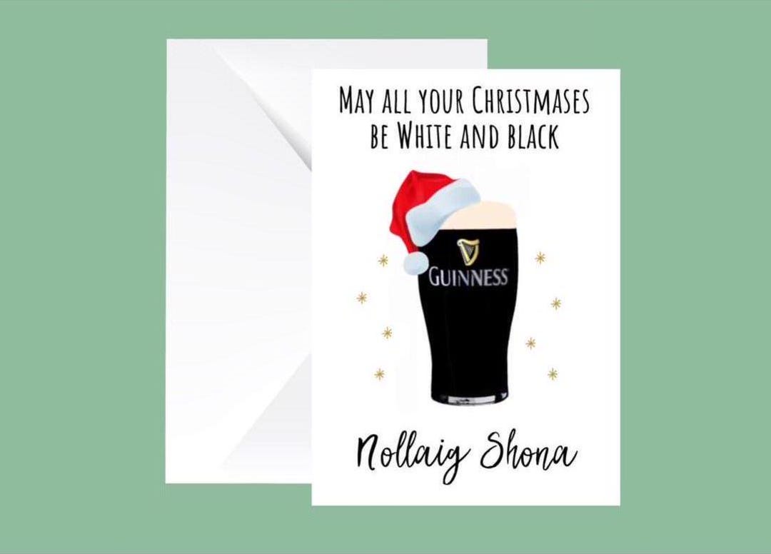 Irish Christmas Card Guinness Christmas Card stout Card Nollaig Shona ...