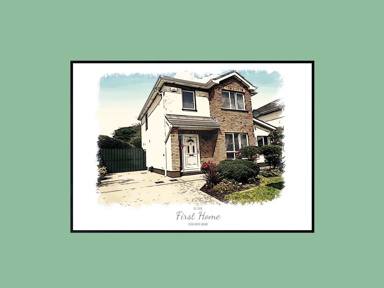 Custom Home House Illustration Print | Personalized Housewarming Gift ...