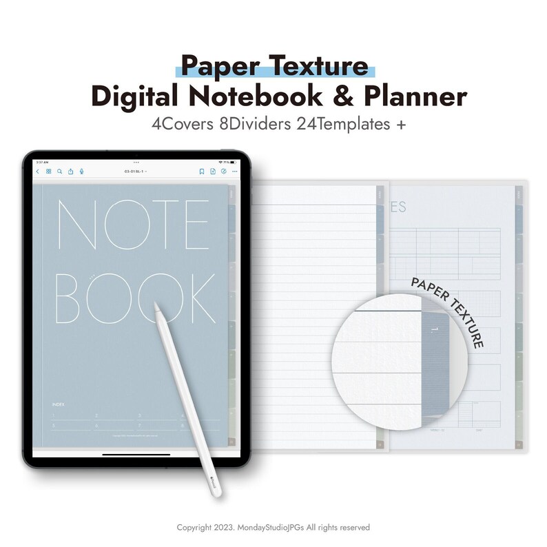 Paper Texture Digital Notebook, High-quality Goodnotes Planner, Digital ...