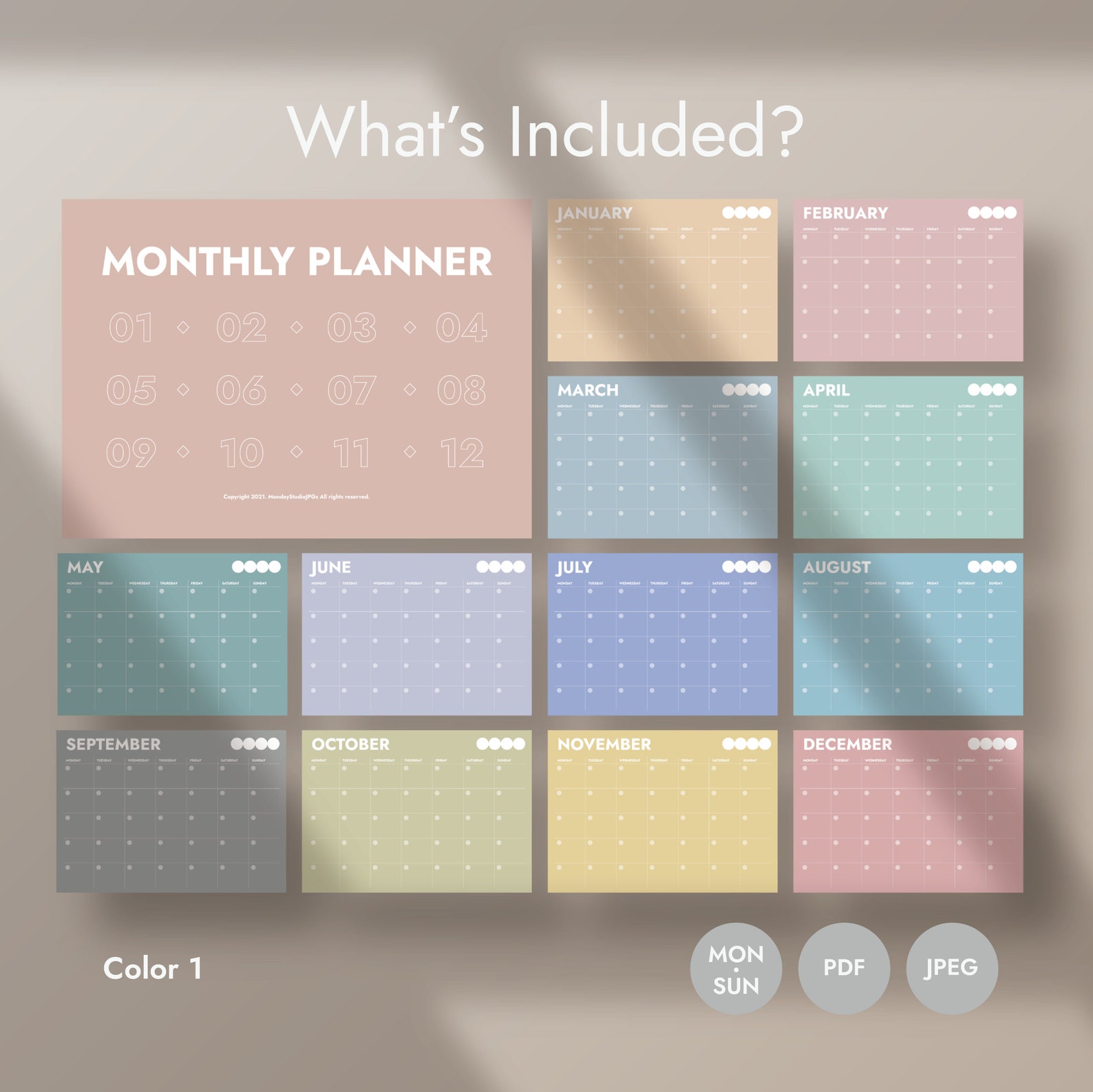 A4 Undated Monthly Planner Digital Printable Calendar - Etsy