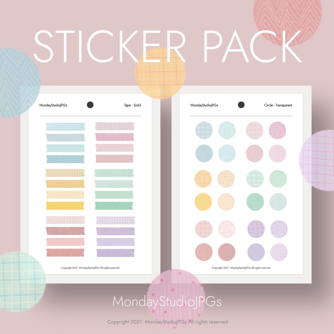 96 Minimal Pastel Digital Stickers, Planner Notebook (PNG, Goodnotes ...