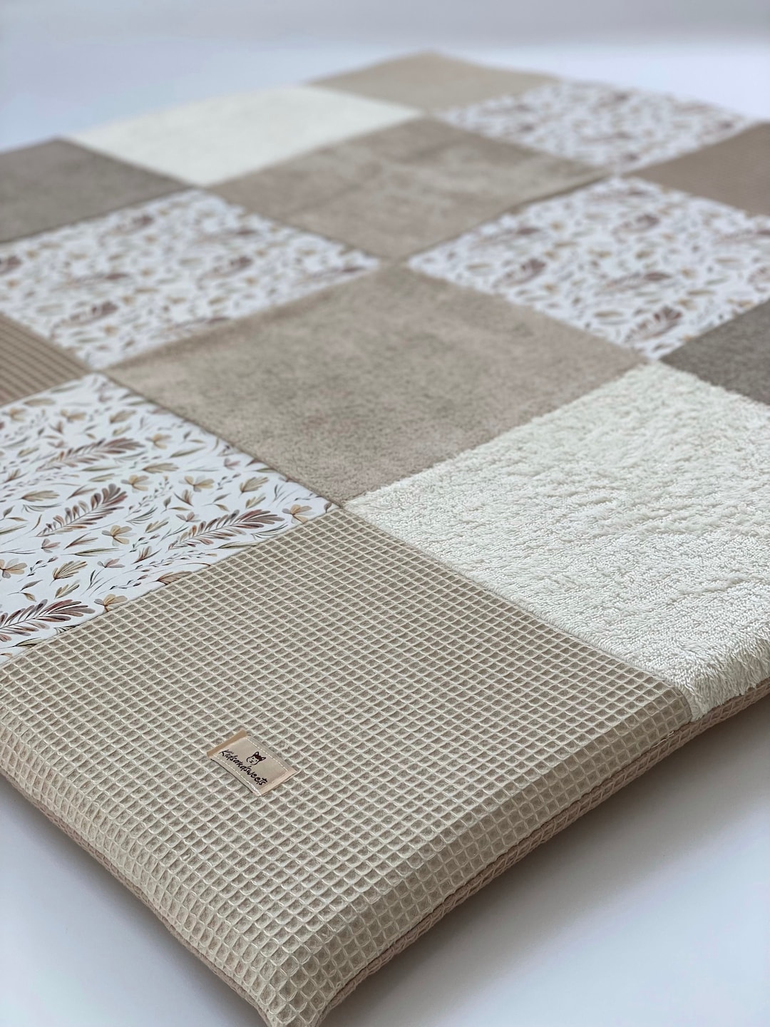 Baby/playmat Patchwork Waffle Lpique cream / Beige Terry Cloth cream ...