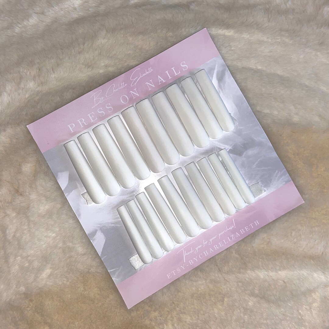 3XL Square White Press on Nails, Stick on Nails, White Manicure ...