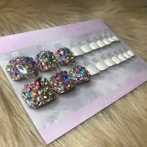 Black Rhinestone Press on Toe Nails - Etsy