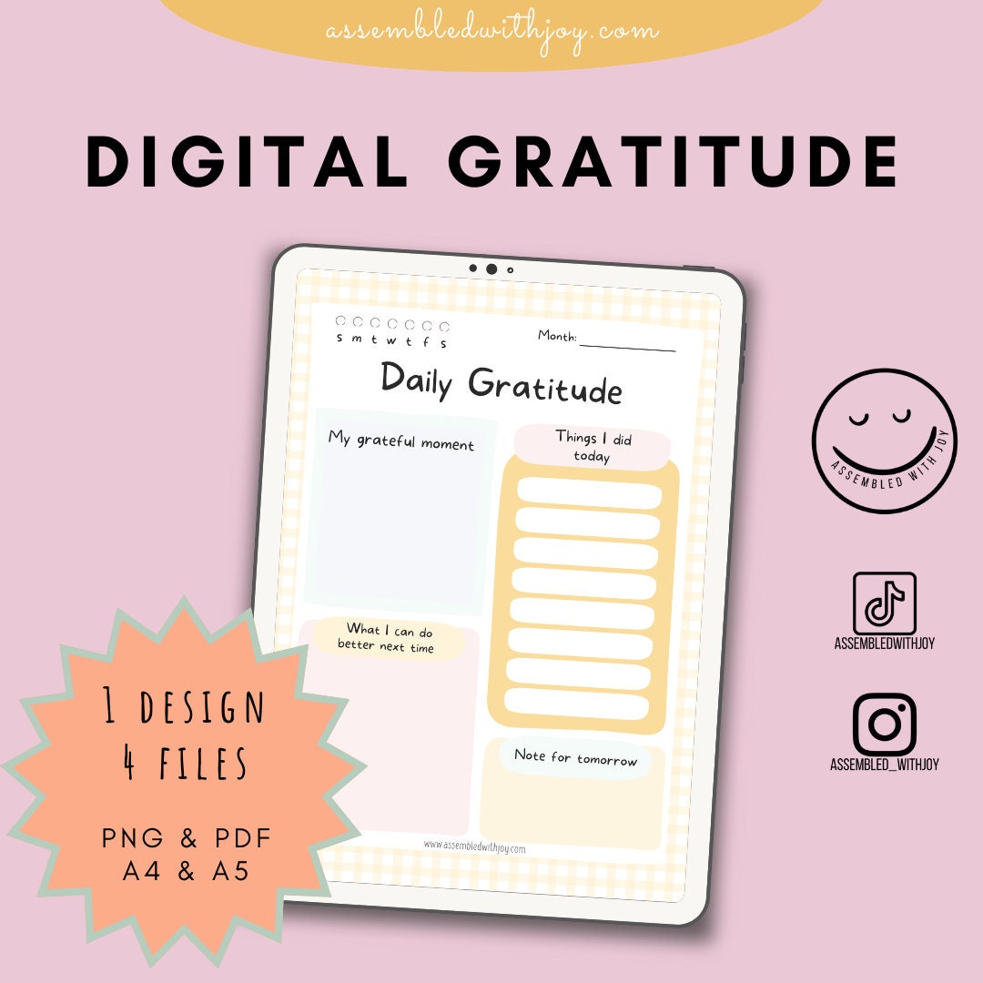 Gratitude Journal Printable BUNDLE! Mindfulness Log, Gratitude Template ...