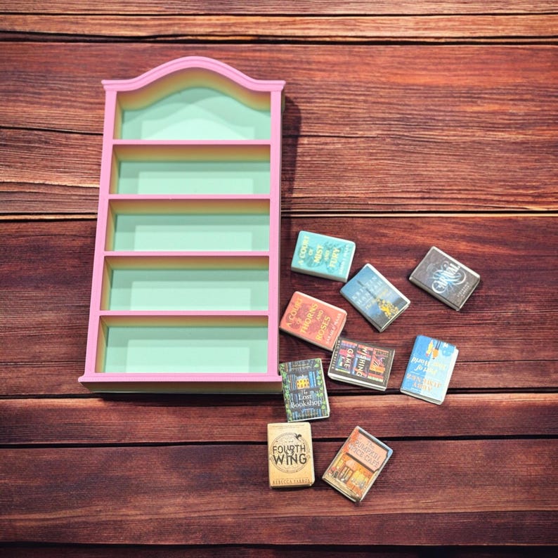 Mini 3D Printed Colorful Bookshelf With 6 Customizable Mini Books - Etsy