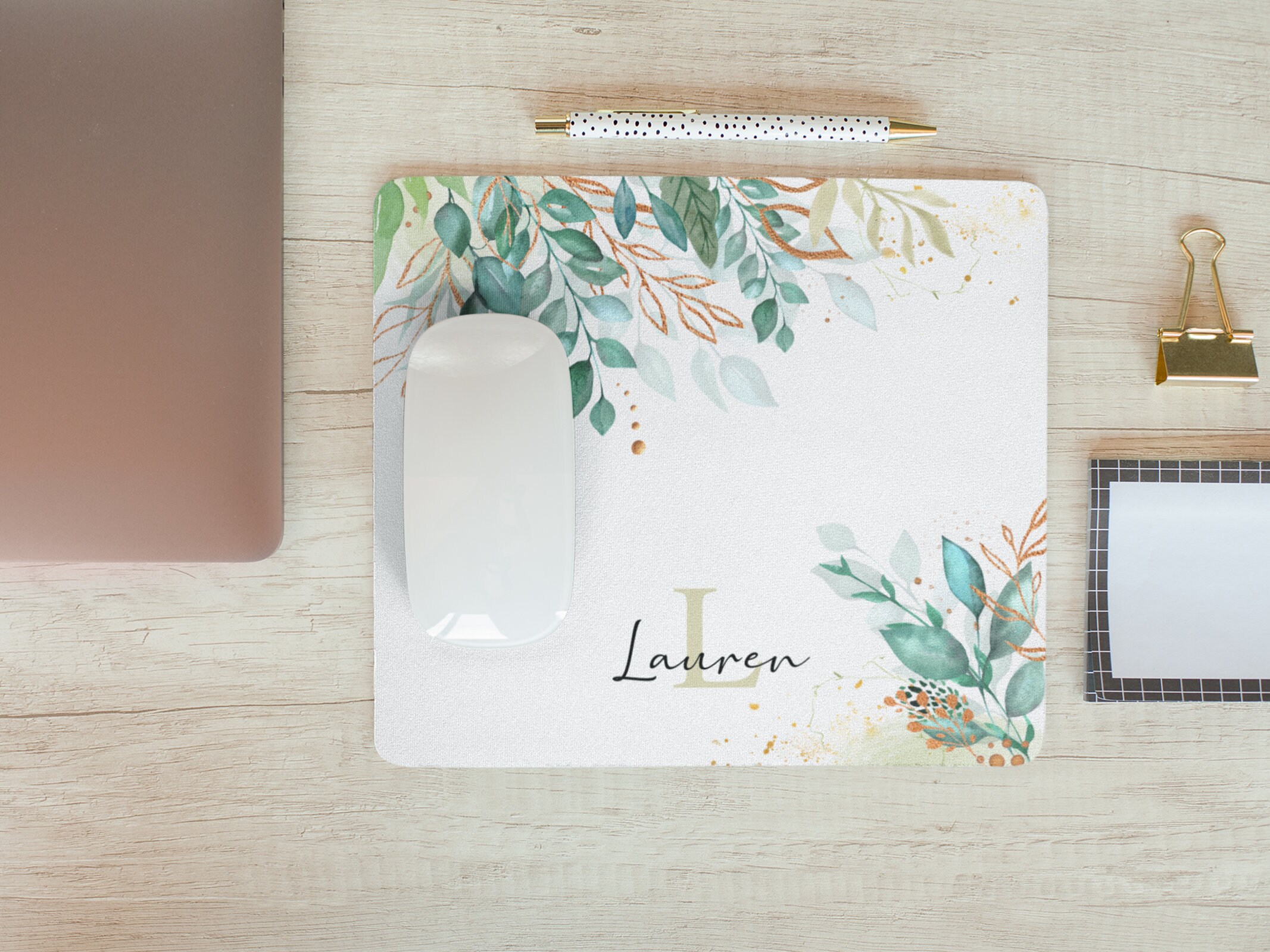 Personalized Botanical Desk Mat Name Initials Desk Pad Boho - Etsy