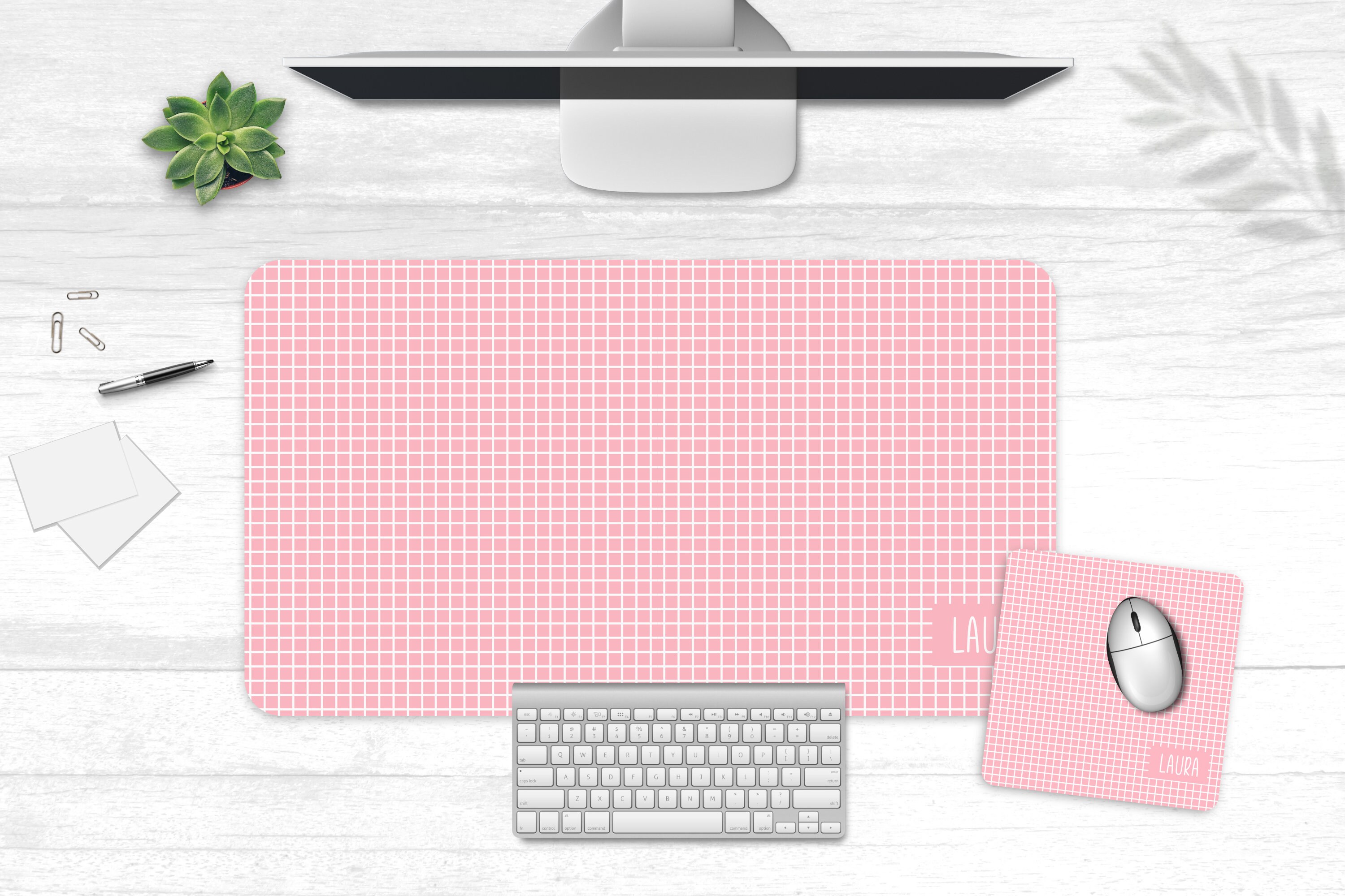 Grid Pattern Desk Mat Personalized Desk Pad Cute Desk Pad | Etsy