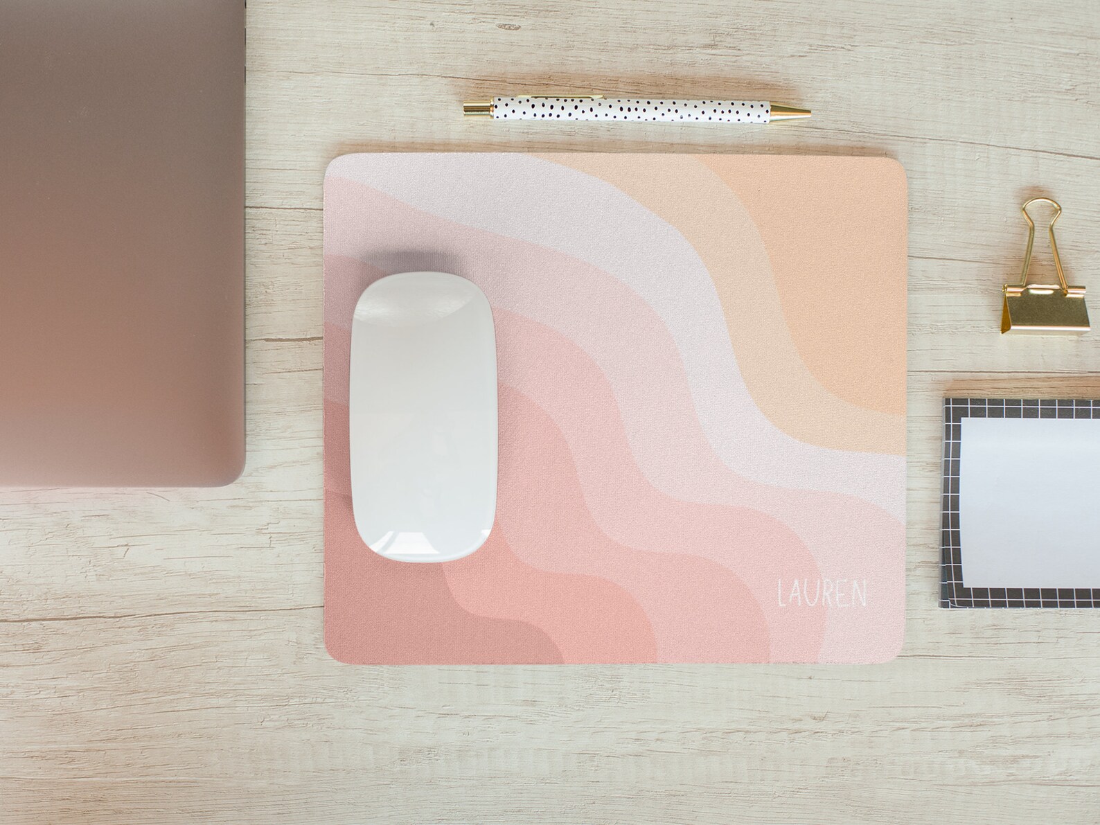 Pastel Waves Desk Mat Personalized Desk Pad Pink Cute | Etsy