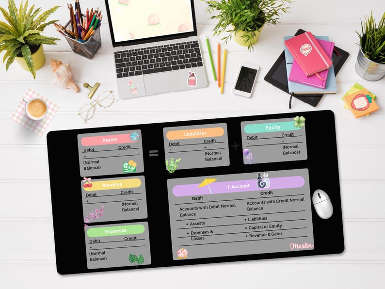 Accounting T-chart Desk Mat: Personalized Bookkeeping Office Decor ...