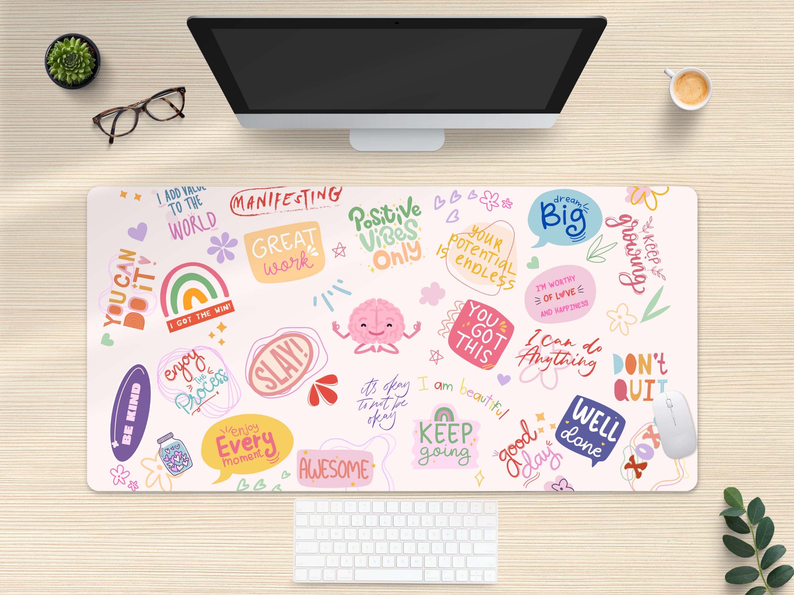 Positive Affirmations Desk Mat: Motivational Office Decor, Personalized ...