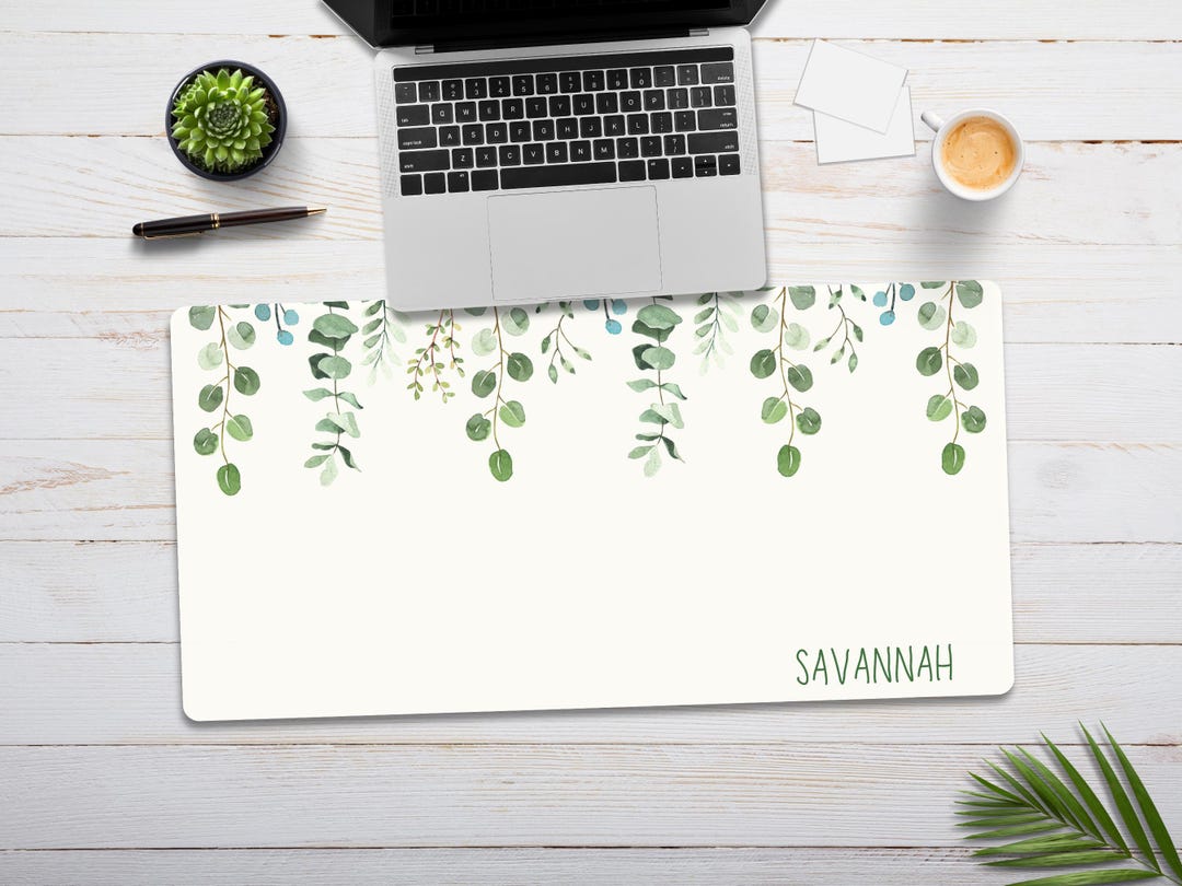 Green Vines Desk Mat, Personalized Desk Mat, Boho Desk Mat, Eucalyptus ...