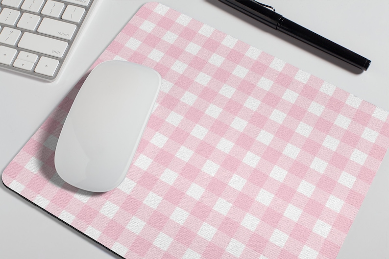 Gingham Desk Mat Personalized Desk Pad Pink Keyboard Mat - Etsy