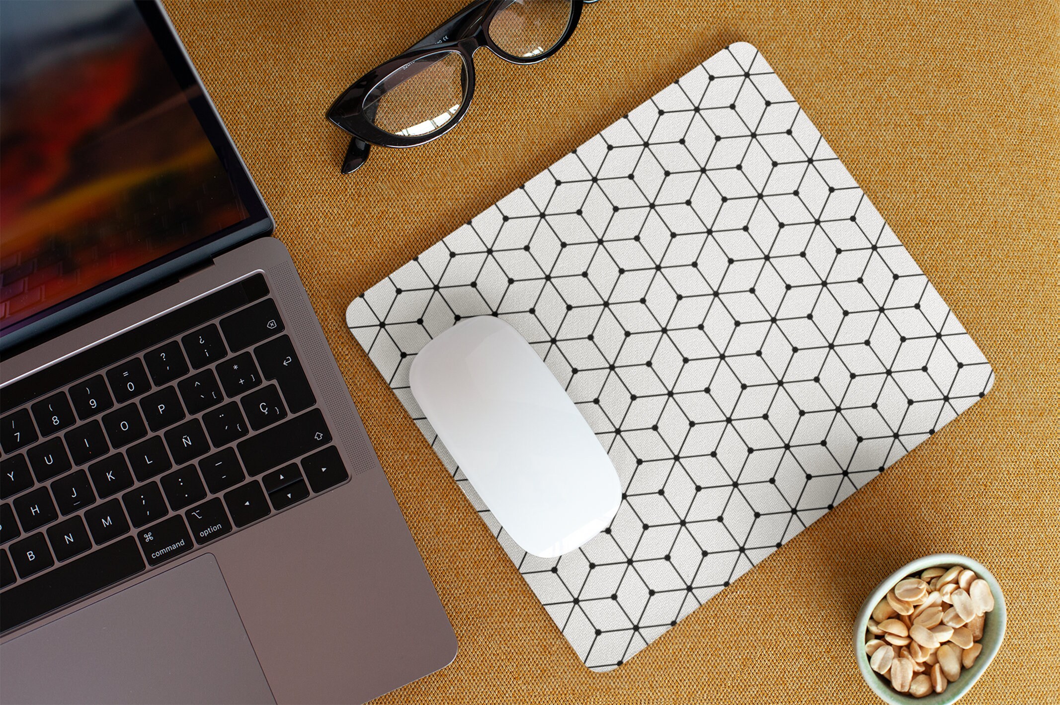 Hexagonal Pattern Desk Mat Extended Mouse pad Lines Desk | Etsy