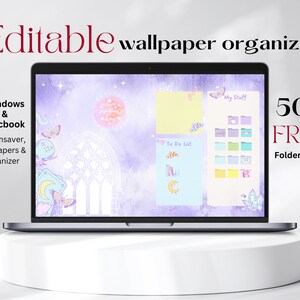 Purple Witchy Desktop Wallpaper Organizer Set, Cute Gothic Folder Icons ...