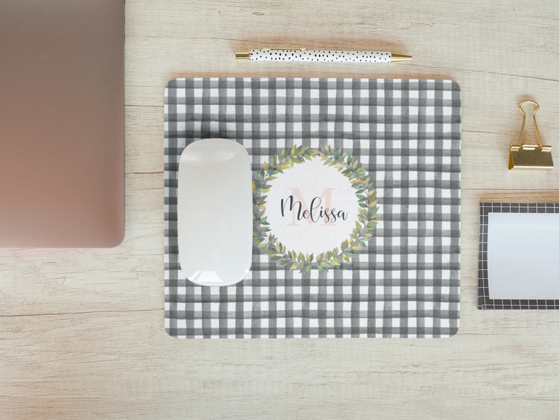 Buffalo Plaid Desk Mat Monogram Desk Pad Farm House Desk - Etsy