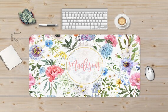 Floral Desk Mat Custom Desk Pad Peonies Desk Mouse Pad - Etsy