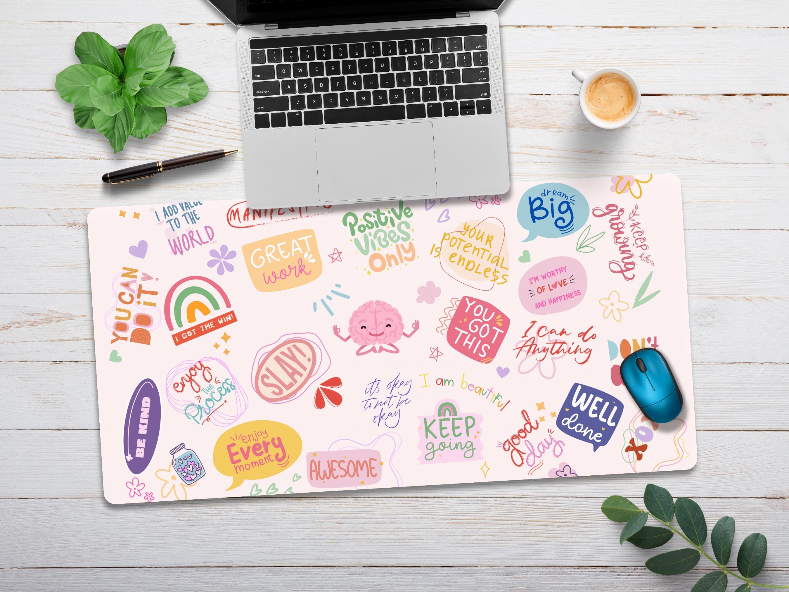 Positive Affirmations Desk Mat: Motivational Office Decor, Personalized ...