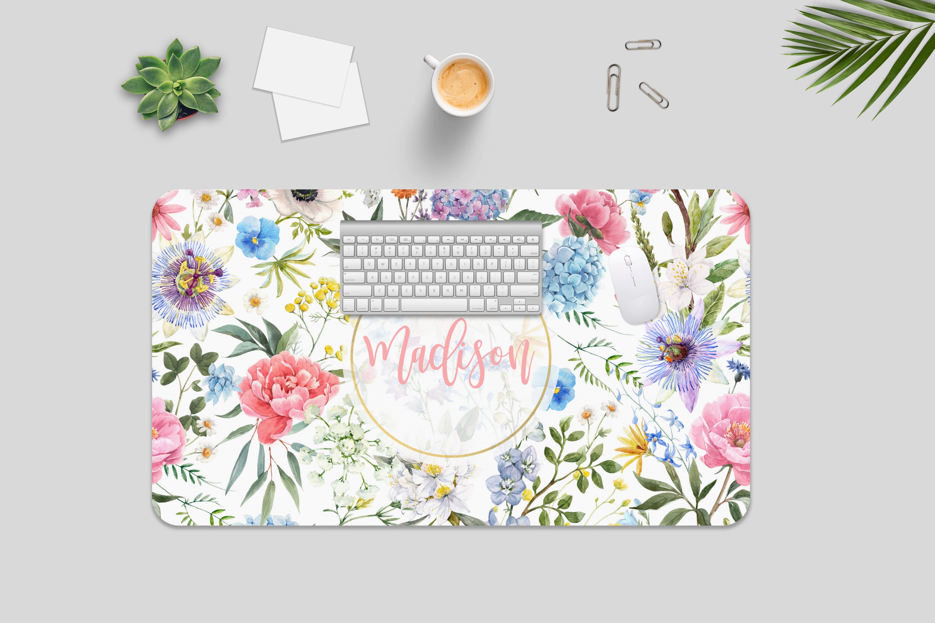 Floral Desk Mat Custom Desk Pad Peonies Desk Mouse Pad - Etsy