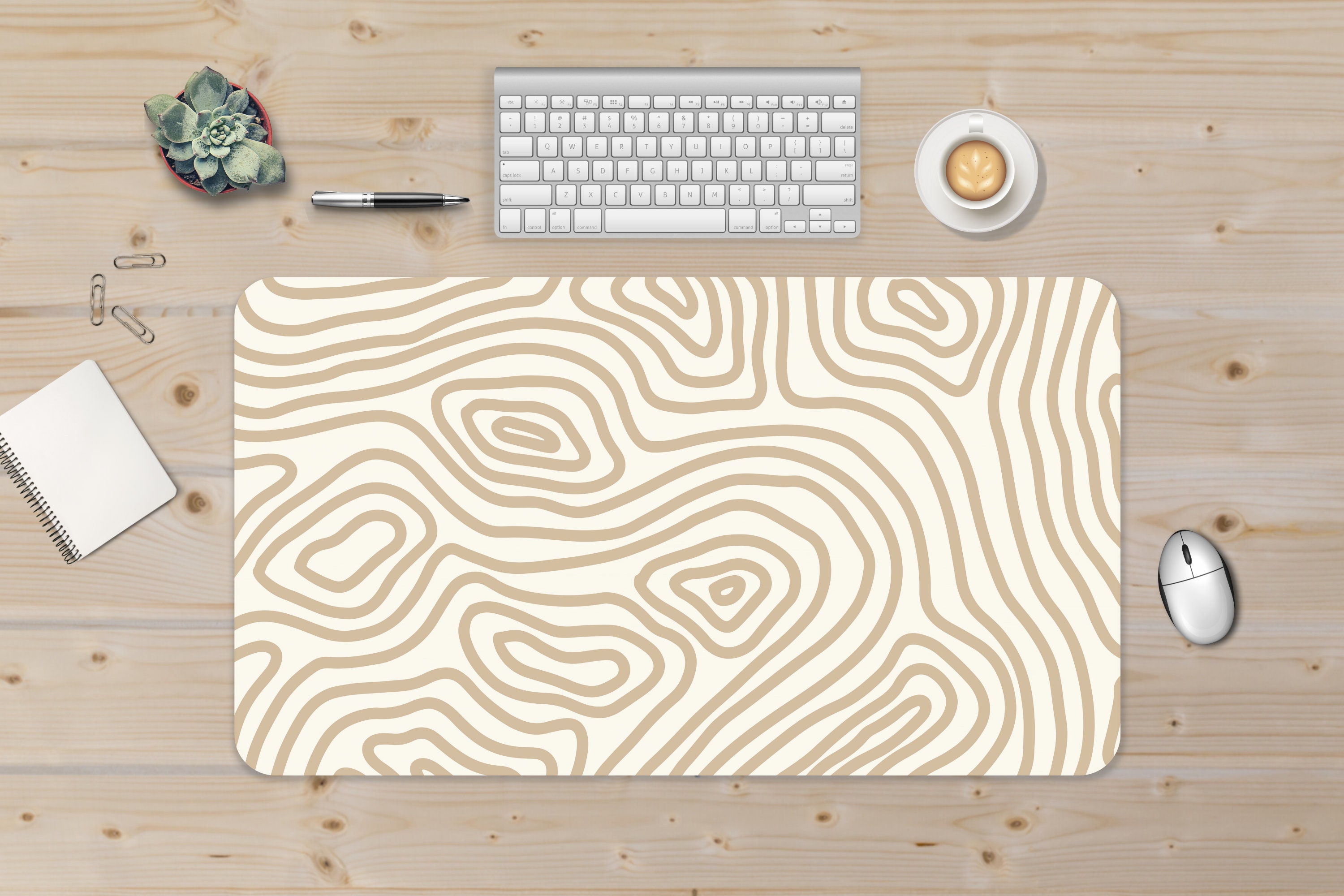 Topographic Desk Mouse Pad: Modern Design Desk Mat, Boho Chic Office ...