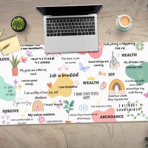 Positive Affirmations Desk Mat, Motivational Self Care Mousepad for ...