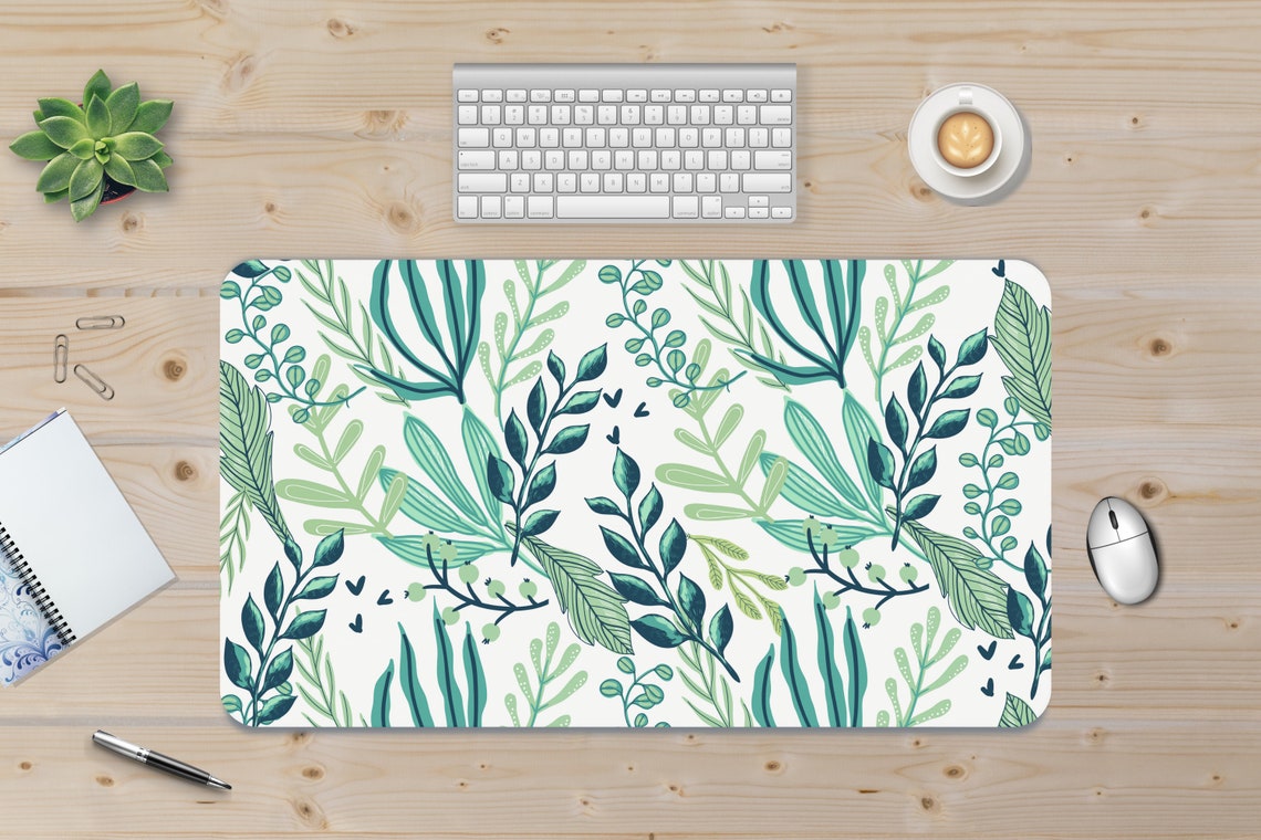 Green Leaves Desk Mat Boho Desk Mat Foliage Floral - Etsy Australia