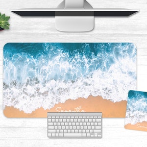 Ocean Wave Desk Mat, Custom Desk Pad, Beach Wave Desk Blotter, Extended ...