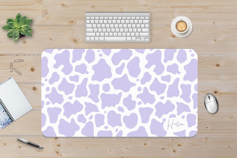 Purple Cow Pattern Desk Pad Personalized Desk Mat Cow Print - Etsy