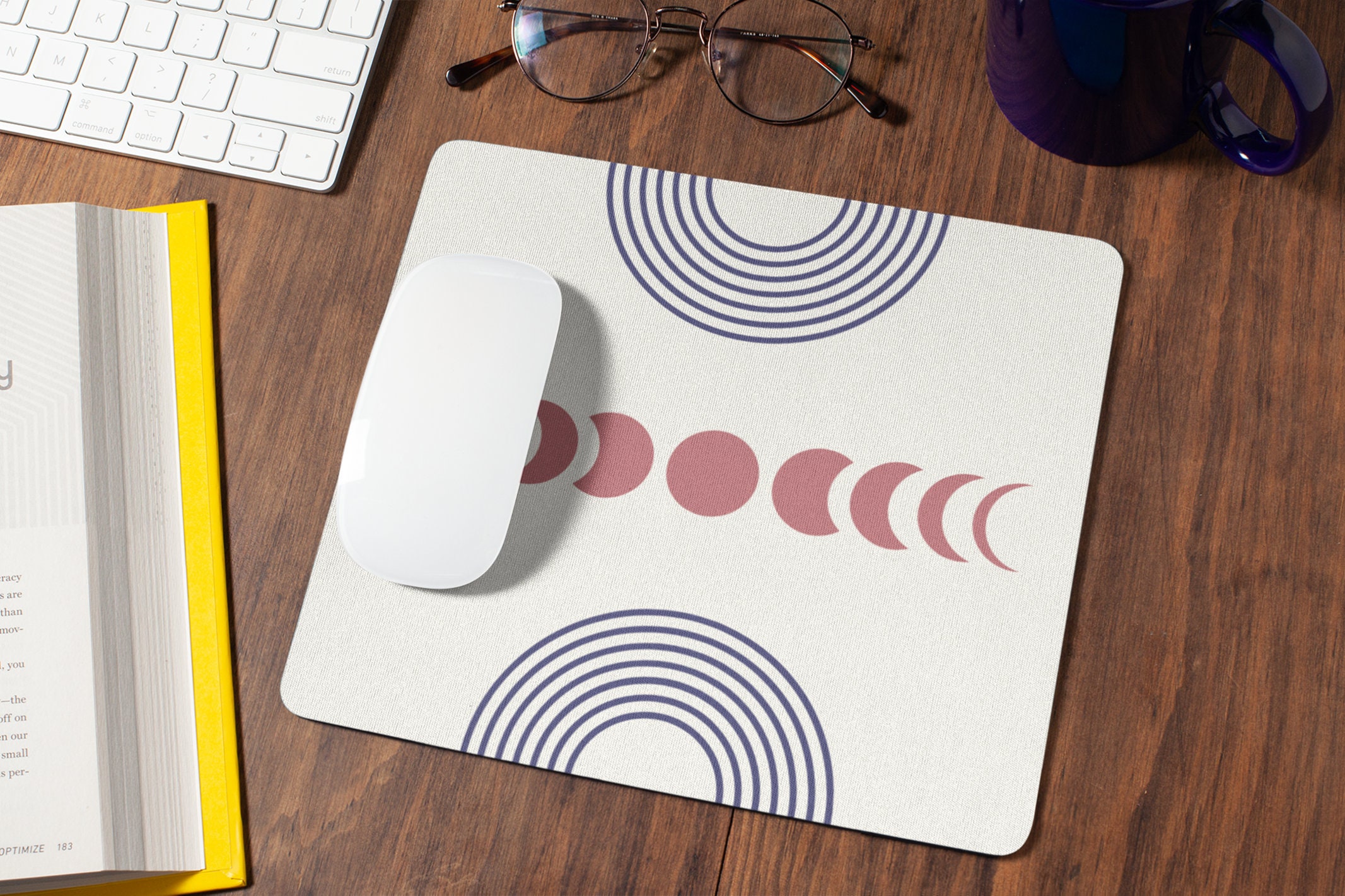 Moon Phases Desk Mat Large Mouse Pad Lunar Phases Desk Pad - Etsy