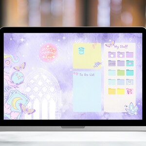 Purple Witchy Desktop Wallpaper Organizer Set, Cute Gothic Folder Icons ...