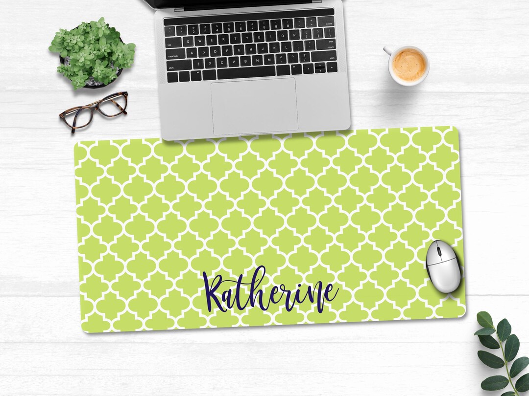 Green Pattern Desk Mat, Custom Desk Pad, Desk Blotter, Xxl Mouse Pad ...