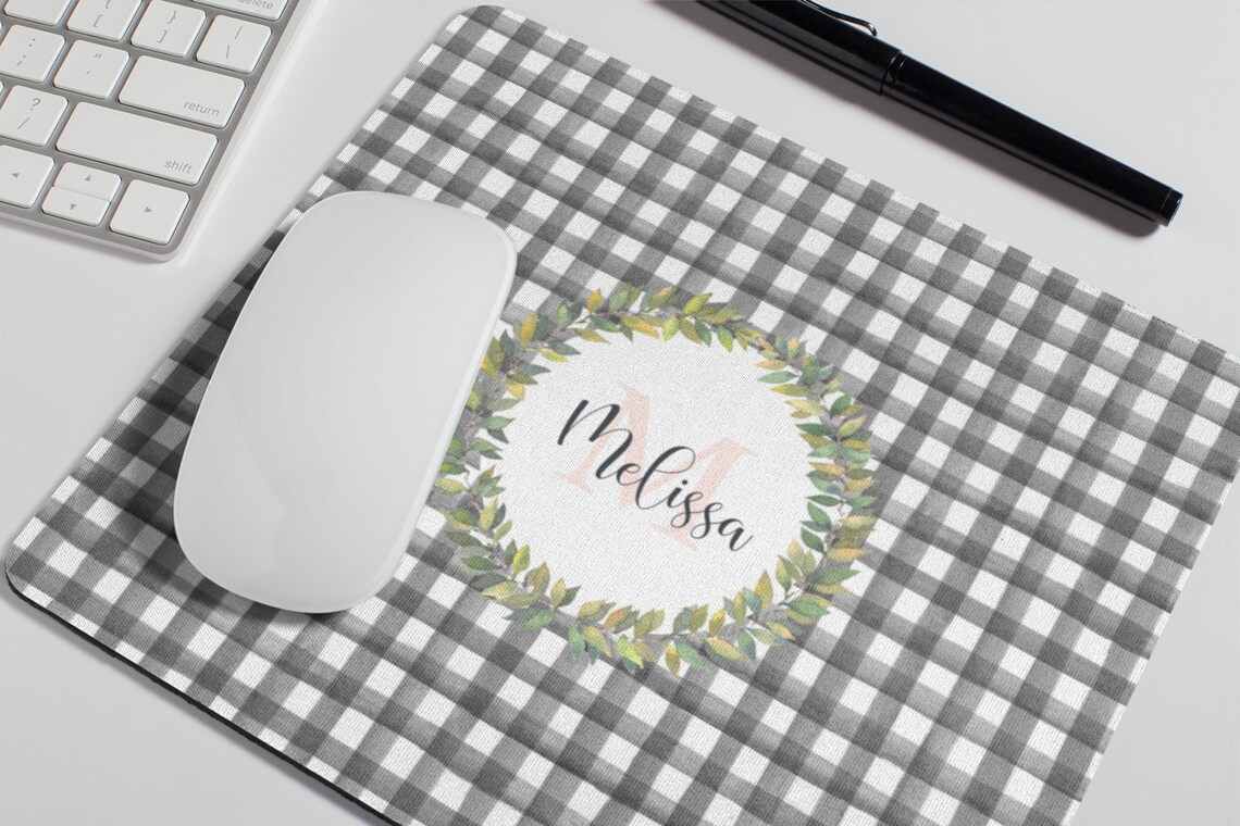 Buffalo Plaid Desk Mat Monogram Desk Pad Farm House Desk - Etsy