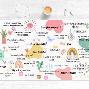 Positive Affirmations Desk Mat, Motivational Self Care Mousepad for ...