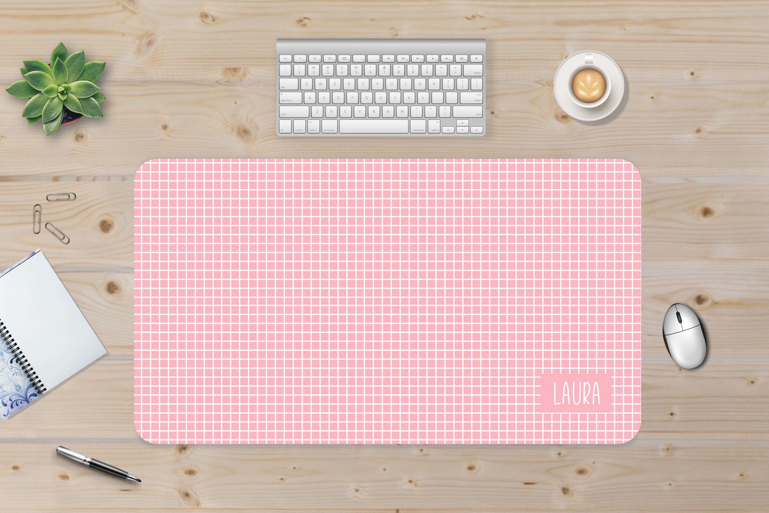 Grid Pattern Desk Mat Personalized Desk Pad Cute Desk Pad | Etsy