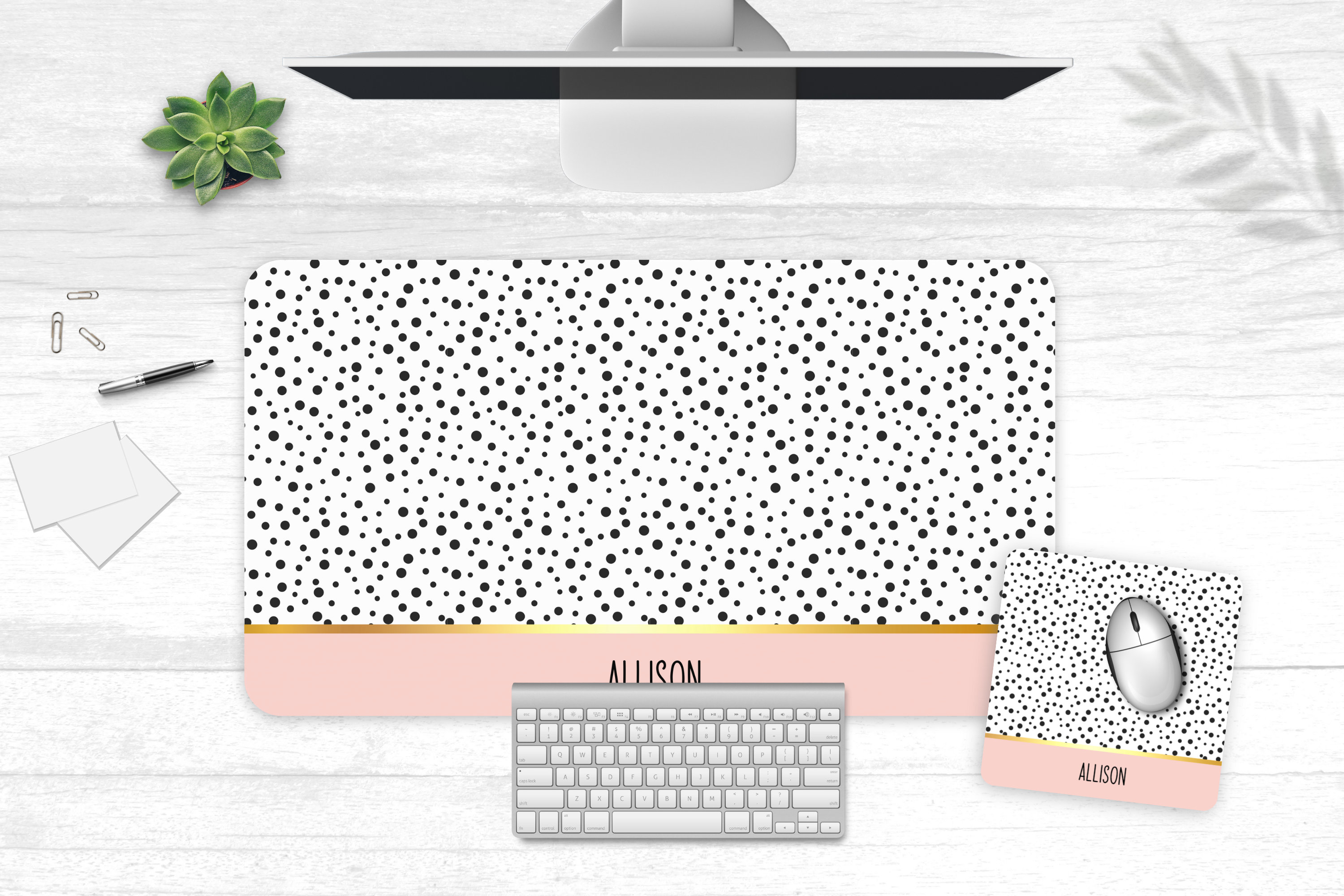 Dots Pattern Desk Mat Personalized Desk Pad Dalmatian Xxl - Etsy