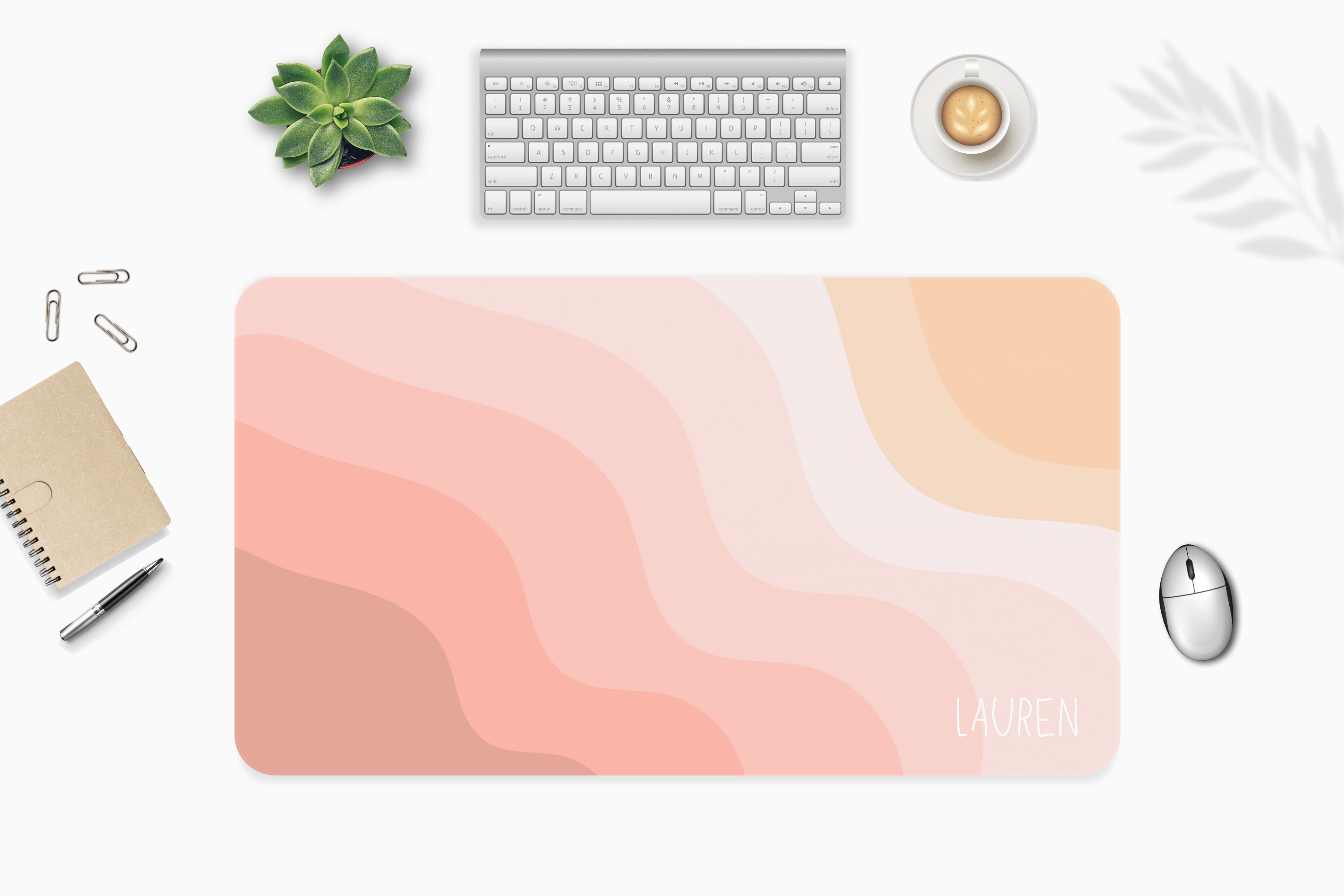 Pastel Waves Desk Mat Personalized Desk Pad Pink Cute - Etsy