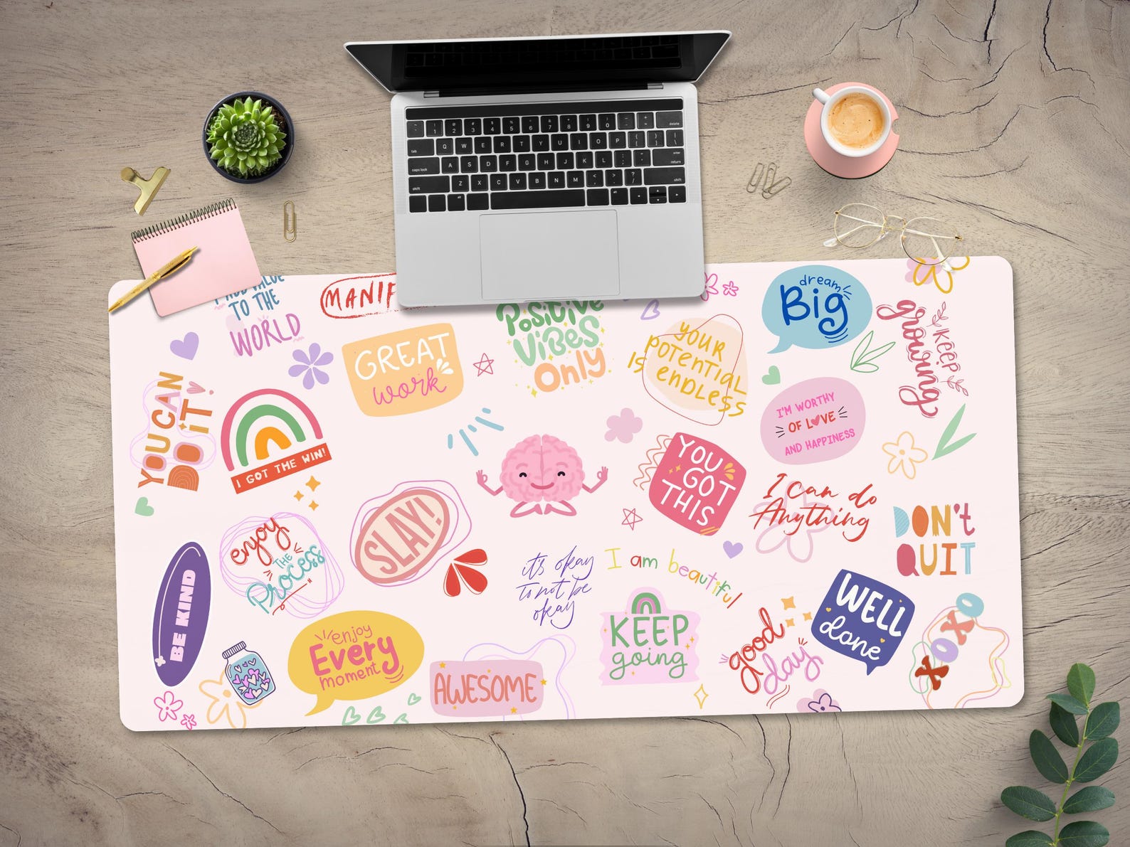 Positive Affirmations Desk Mat: Motivational Office Decor, Personalized ...