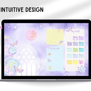 Purple Witchy Desktop Wallpaper Organizer Set, Cute Gothic Folder Icons ...