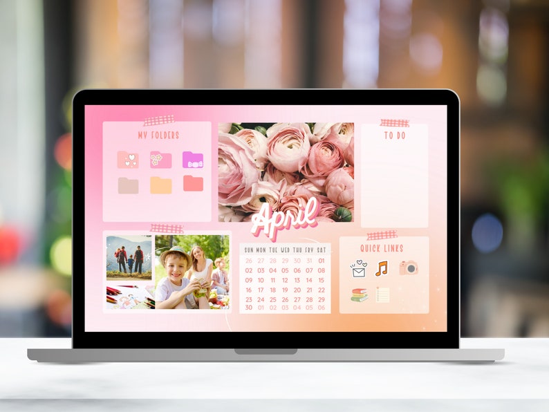 Pastel Desktop Wallpaper Organizer, Pink Gradient MacBook Moodboard ...