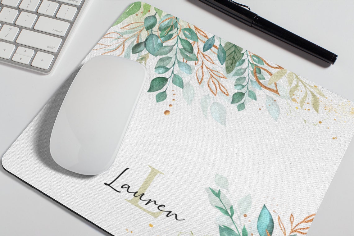 Personalized Botanical Desk Mat Name Initials Desk Pad Boho - Etsy