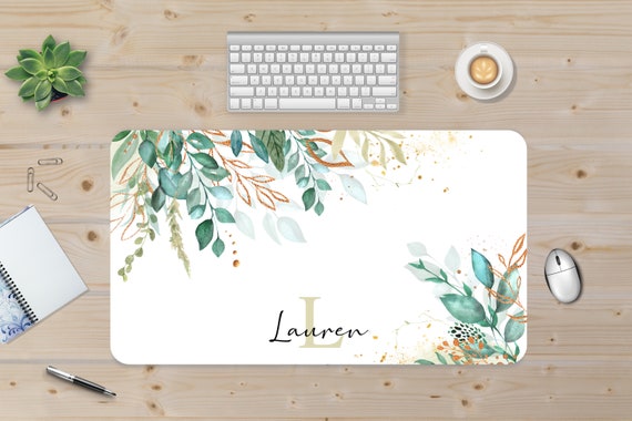 Personalized Botanical Desk Mat Name Initials Desk Pad Boho - Etsy