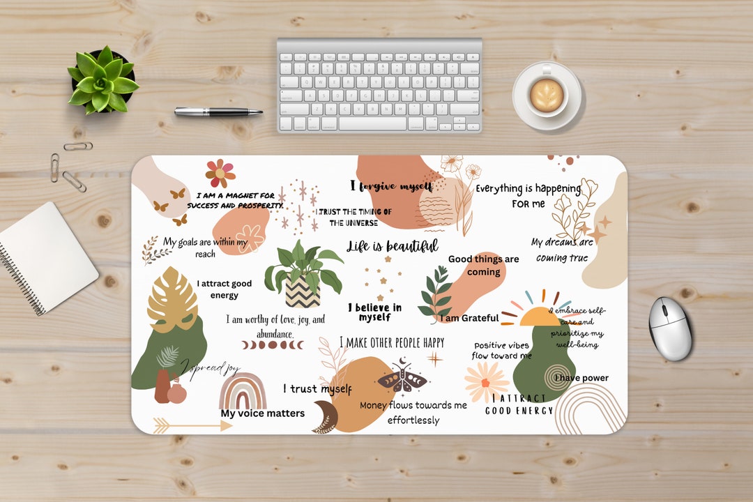 Daily Affirmations Desk Mat, Self Care Mousepad, Positive Affirmations ...