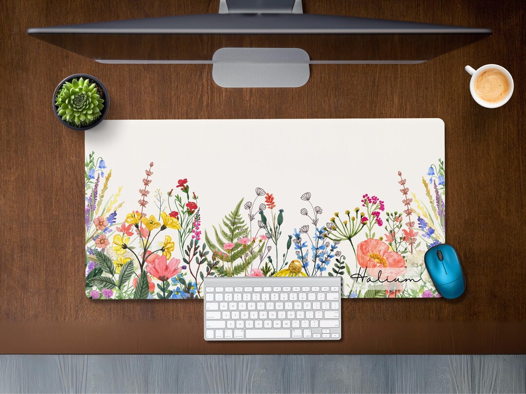 Wild Flower Desk Mat - Boho Mousepad for Home Office Desk Accessories ...
