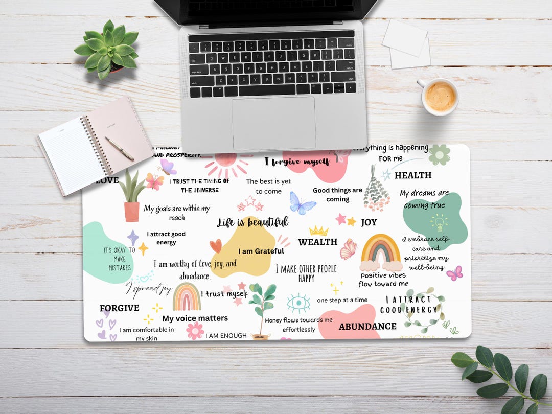 Positive Affirmations Desk Mat, Motivational Self Care Mousepad for ...