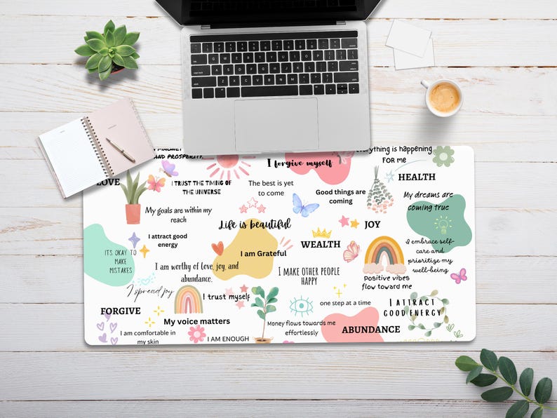 Positive Affirmations Desk Mat: Motivational Home Office Decor - Etsy