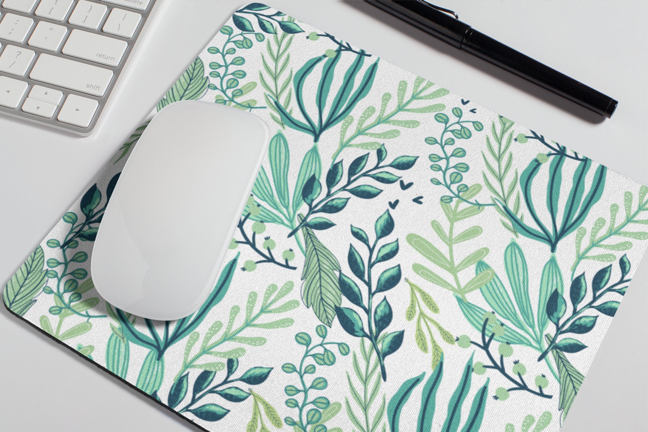 Green Leaves Desk Mat Boho Desk Mat Foliage Floral | Etsy Australia