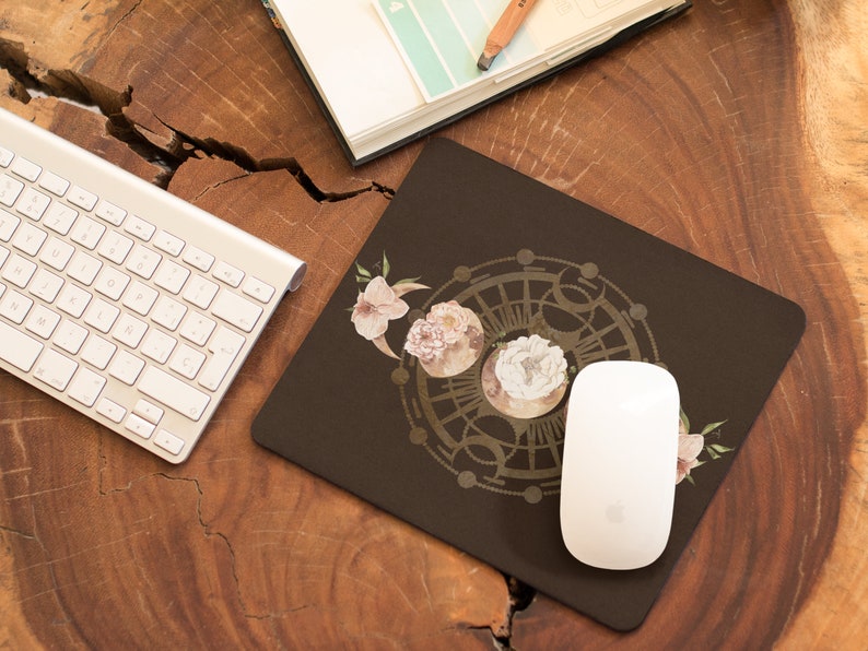 Floral Moon Phases Desk Mat Lunar Phases Desk Pad Cute Desk - Etsy