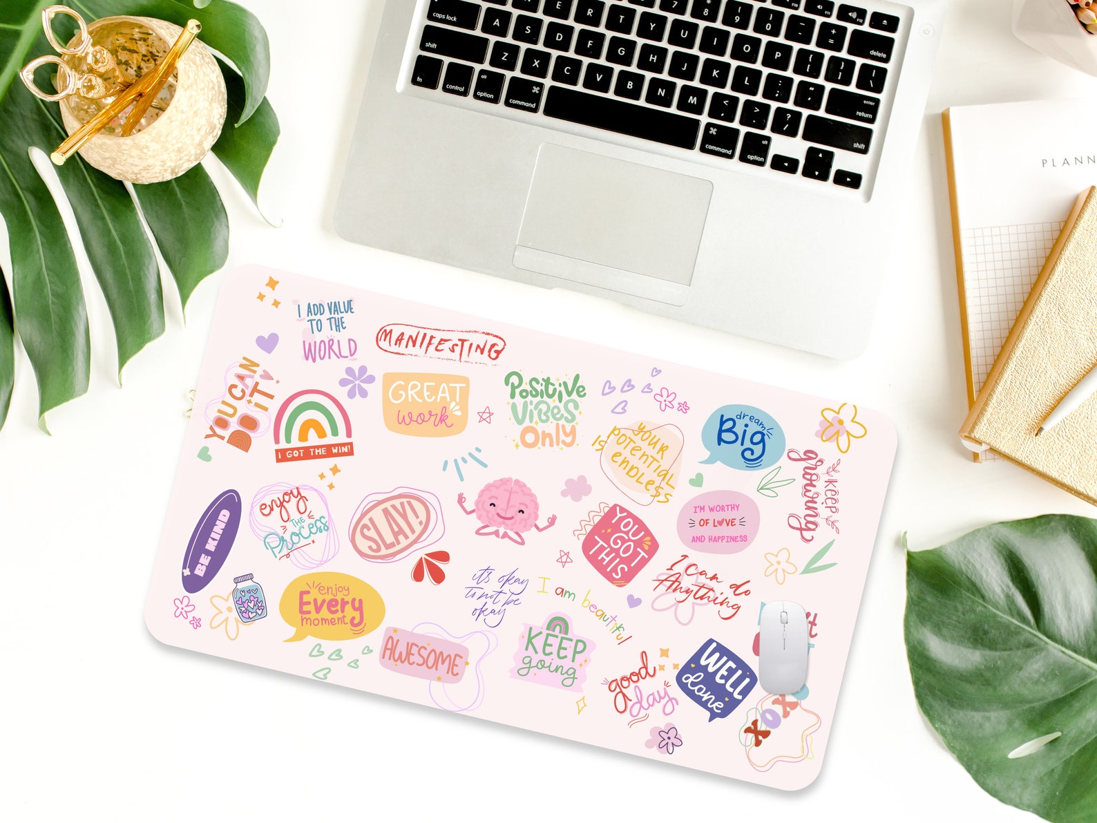 Positive Affirmations Desk Mat: Motivational Office Decor, Personalized ...