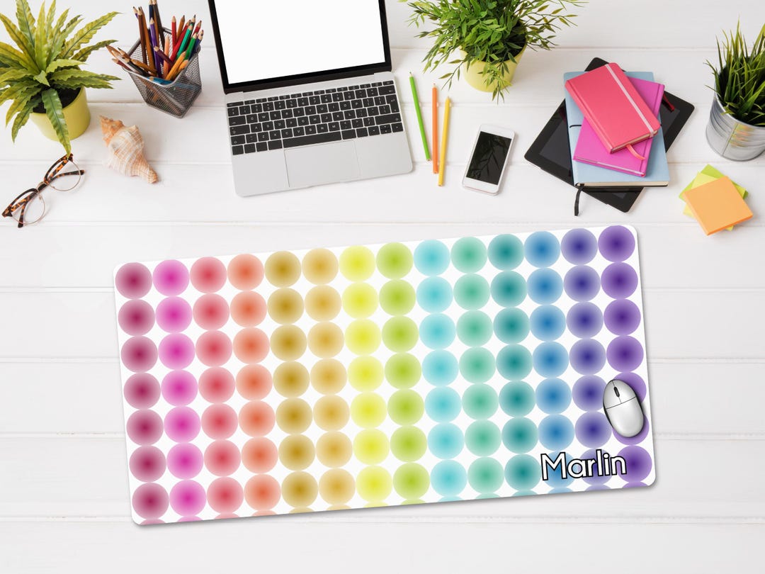 Custom Name Rainbow Desk Mat: Colorful Mousepad, XXL Gaming Keyboard ...